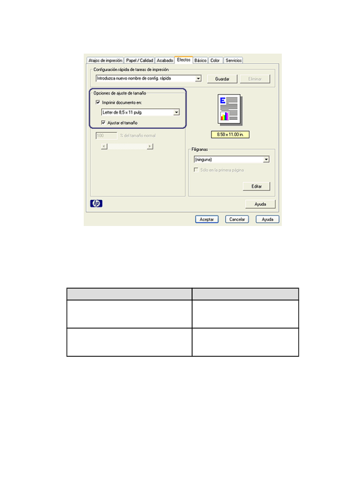 Aumento o reducción del tamaño de textos y gráficos - HP Deskjet 3848 ...