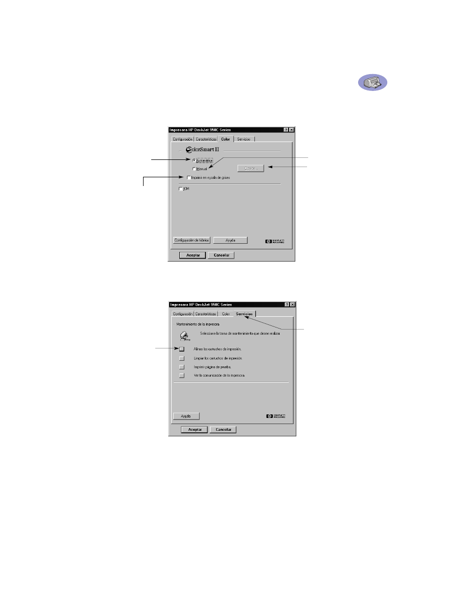 Ficha Características en Windows 3.1x - HP Deskjet 952c Printer